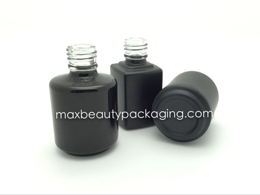 China hot sale black thick strong powder coating gel bottle 15ml round straight shape gel polish bottle nail polish packaging supplier