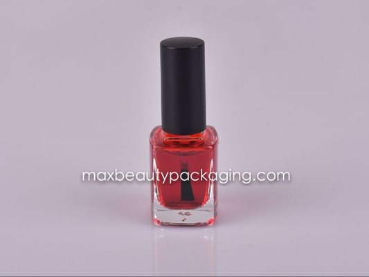 China shiny black nail polish cap flat brush square nail polish bottle 11ml nail polish plastic cosmetic packaging supplier